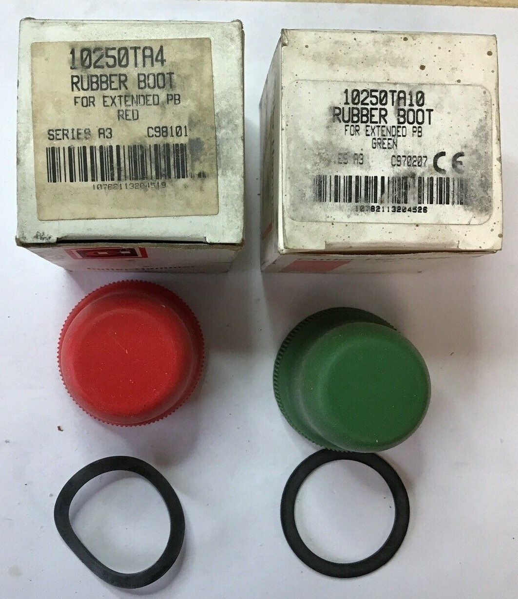 CUTLER HAMMER 10250TA4 RUBBER BOOT RED PUSHBUTTON & 10250TA10 RUBBER ...