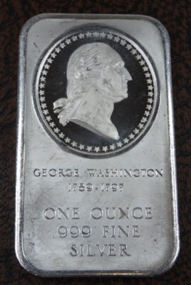 George Washington Silver Bar Madison Mint 1 Oz .999 Fine Vintage Art ...