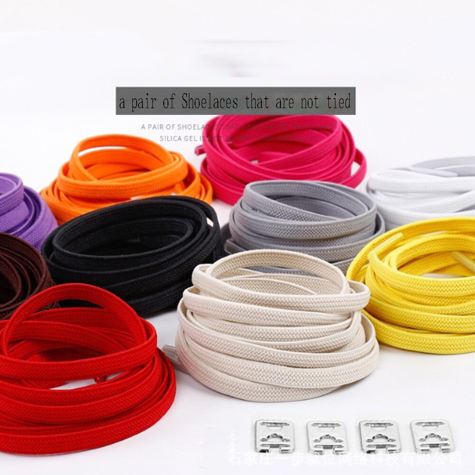 1Pair Flat No Tie Lazy Shoe Laces Elastic Shoelaces With Buckles for ...