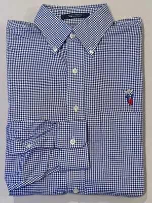 Vintage Colonel Reb Ole Miss Rebel Blue White Check Button down Shirt ...