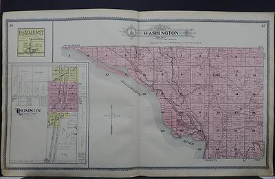 Illinois, Carroll County Map, 1908 Washington Township Dbl Pg L17#48 | eBay
