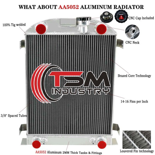 4Row Aluminum Radiator For 1930 31 Ford Model A Flathead Flat Head V8 ...