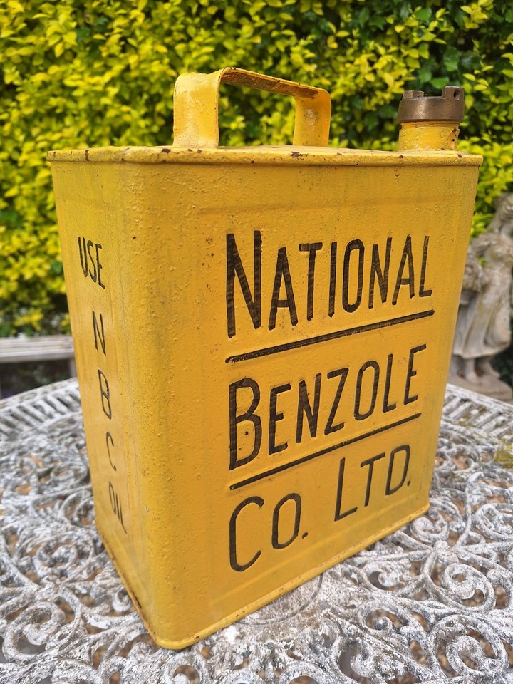 Vintage 2 Gallon NATIONAL BENZOLE CO LTD Petrol Can & Brass Cap 1950 ...