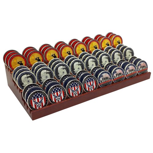 100% Solid Wood Challenge Coin Display Stand,Three-Tier Coin Rack ...