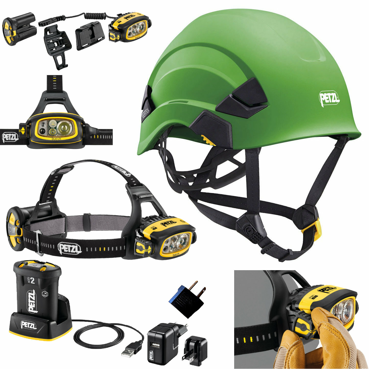 Petzl Vertex Green Helmet & DUO Z1 Headlamp | eBay