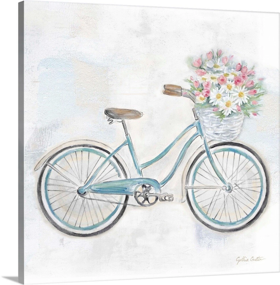 Vintage Bicycle Illustration Flower Basket