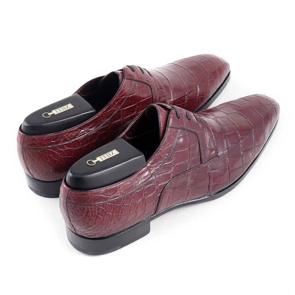 Zilli Burgundy Genuine Crocodile Leather Derby US 13 (Eu 46) Dress ...