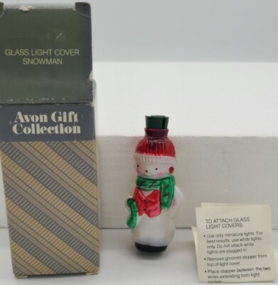 Vintage Avon Glass Light Cover SNOWMAN Miniature Lights Ornament in ...
