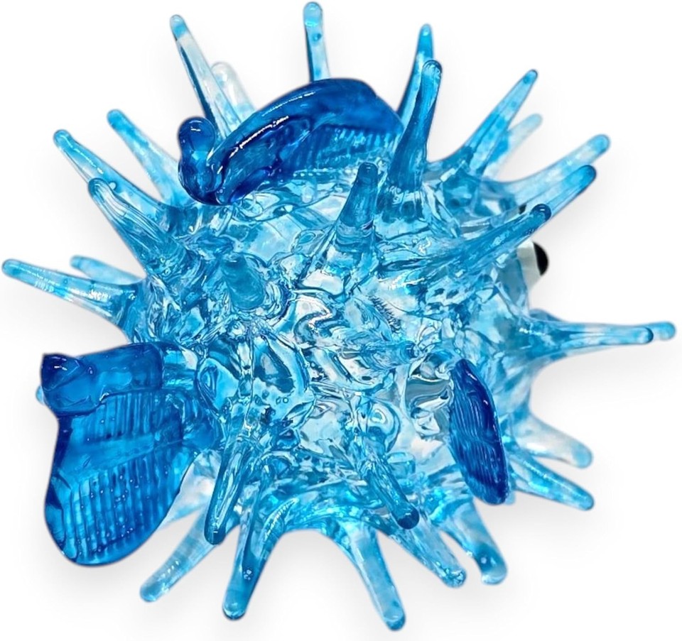 Charming 1¾" Light Blue Puffer Fish Glass Figurine - Delightful ...