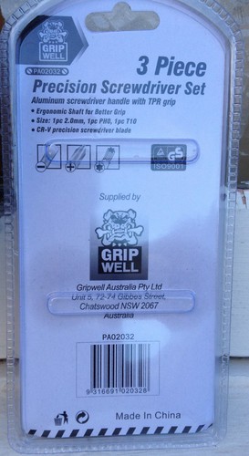 3 Piece Precision Screwdriver Set Aluminum Handle With TPR Grip Tool ...