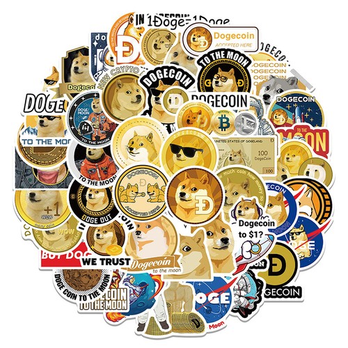 50PCS Dogecoin Stickers Pack Virtual Currency Graffiti Decal Sticker ...