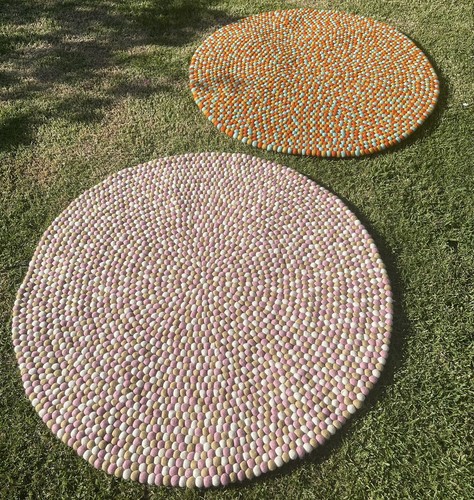 2 x 120cm Felt Ball Rugs Nursery felted Wool Rug Handmade Kids' Room ...