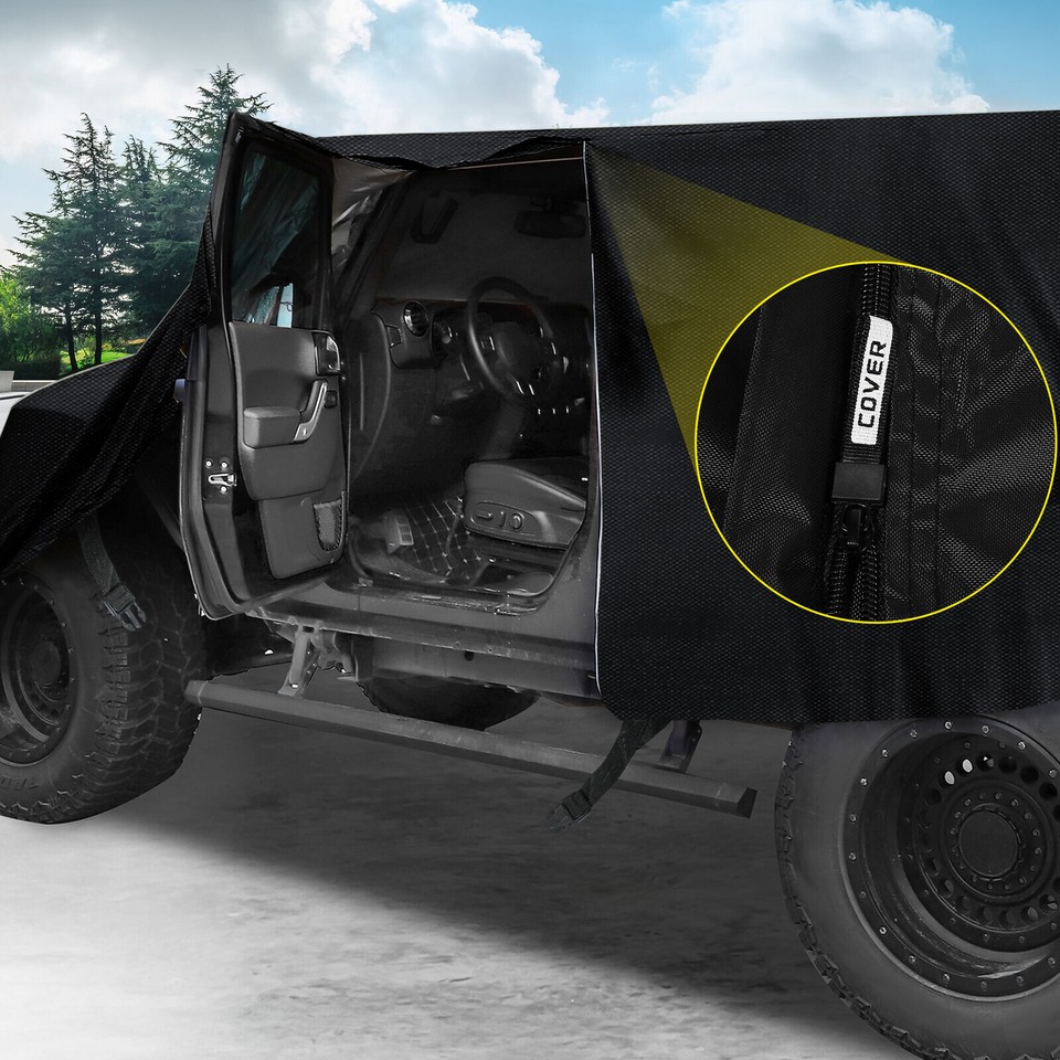 420D 6 Layer Black Car cover Waterproof For Jeep Wrangler CJ YJ TJ JK 2 ...