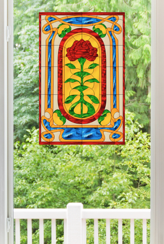 Stranger Things Rose Faux Stained-Glass WINDOW CLING Size 10.6" Vinyl ...