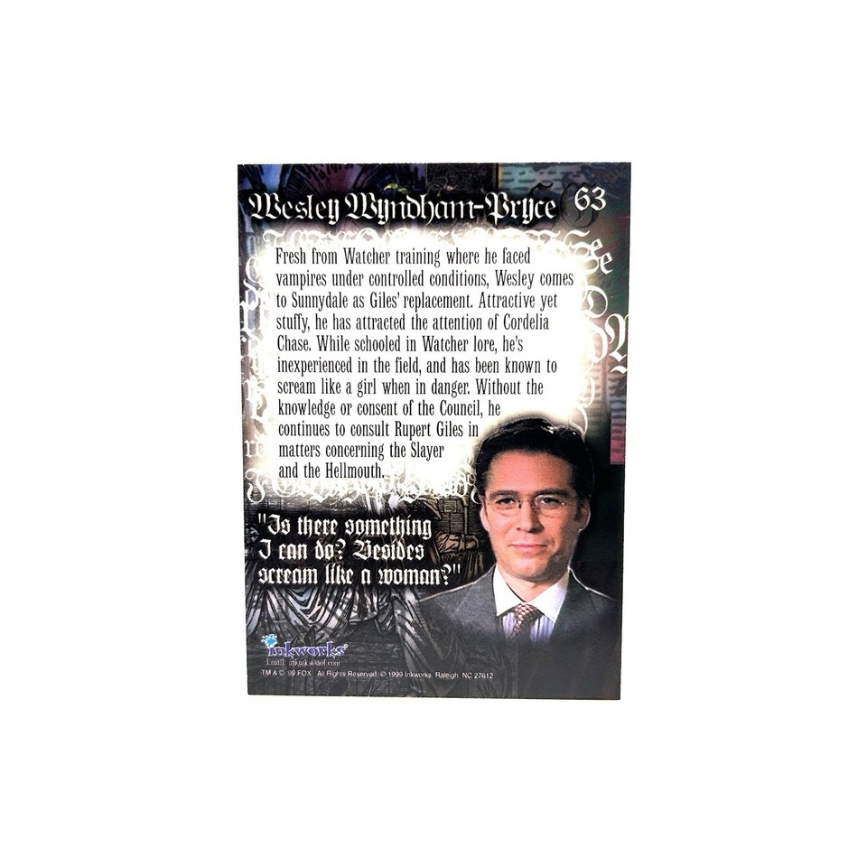 Buffy the Vampire Slayer Season 3 1999 Inkworks #63 Wesley Wyndham ...