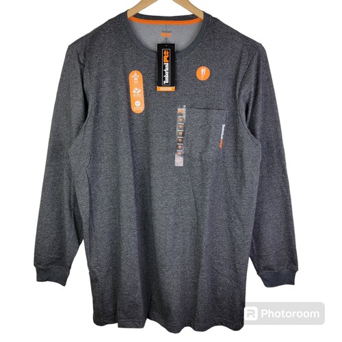 Timberland Pro Mens 2XL Tall Blended Long Sleeve Charcoal Gray Pocket T ...
