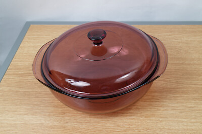 Pyrex Glass Cranberry 2 Qt. L Round Casserole Baking Dish With Lid 024 ...