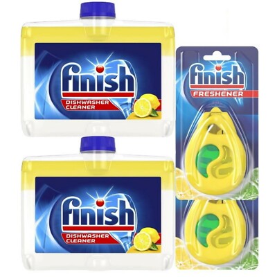 Finish Dishwasher Freshener & Cleaner Multi-Pack Lemon 2x Cleaner 2x ...