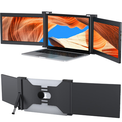 14" Dual Portable Monitor FHD Tri Screen Laptop Workstation Monitors ...