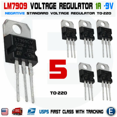 5pcs LM7909 Negative 9 Volt Regulator 1 Amp TO220 - L7909 7909 IC USA ...