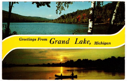 Postcard - Greetings from Grand Lake, Michigan MI - Split View Posted ...