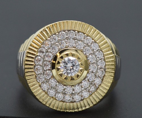 Real Solid 10K Yellow Gold Men's statement Railroad Ring ALL Sizes 20 ...