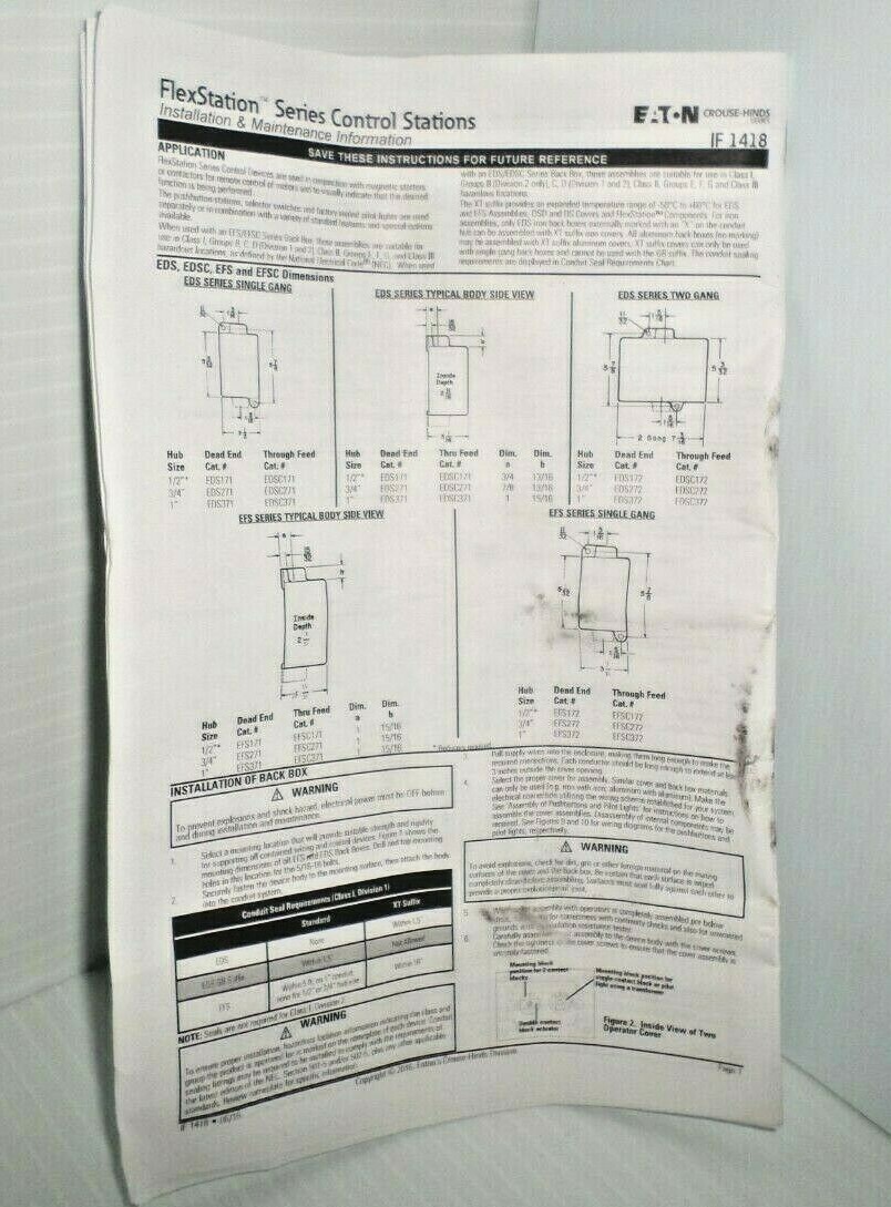 Cooper Crouse-Hinds Electric Supply Control Station EDSC21271 for sale ...