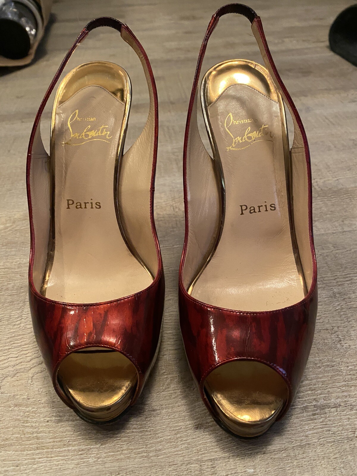 Christian Louboutin Red Patent Leather with Gold Heel… - Gem