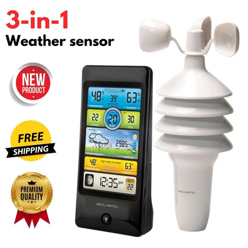3 in 1 Wireless Weather Station Outdoor Wind Speed Temp Humidity Sensor ...