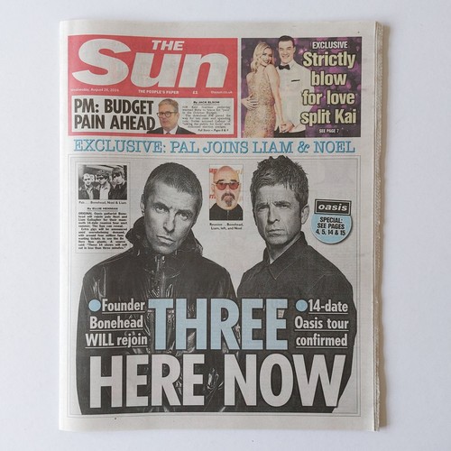 OASIS Reunion + Bonehead - THE SUN Newspaper 28th AUG 2024 (Posted FLAT ...