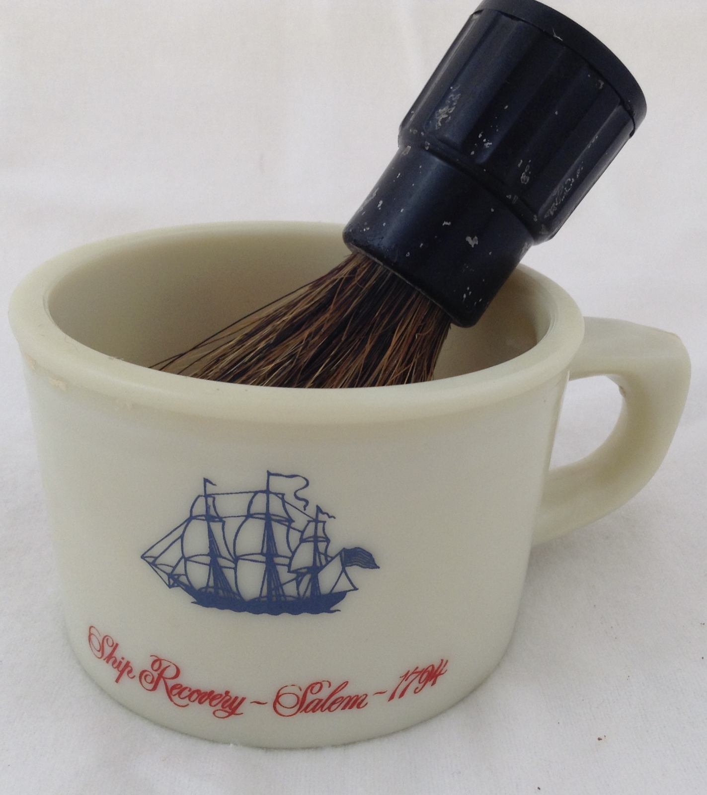 Vtg Old Spice Shaving Mug Rubberset Brush & Soap Ship Grand Turk Salem ...