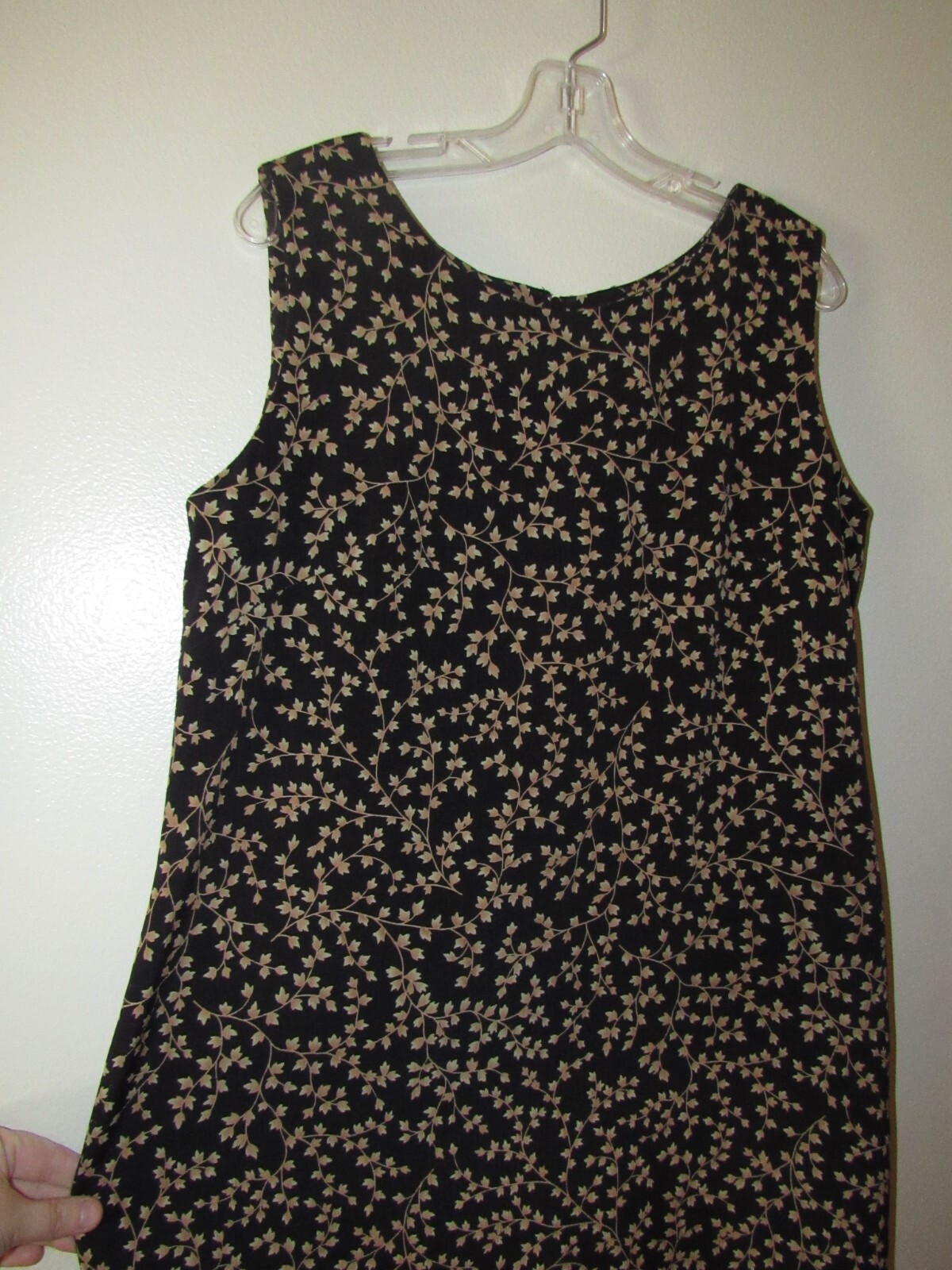 Leslie Fay Woman's 14 Dress Maxi Black Leaves Print T… - Gem