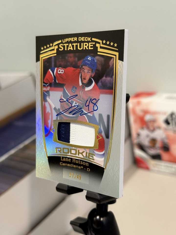 Lane Hutson 2024-25 Upper Deck Stature Rookie Patch Auto #/49 - 2 Color ...