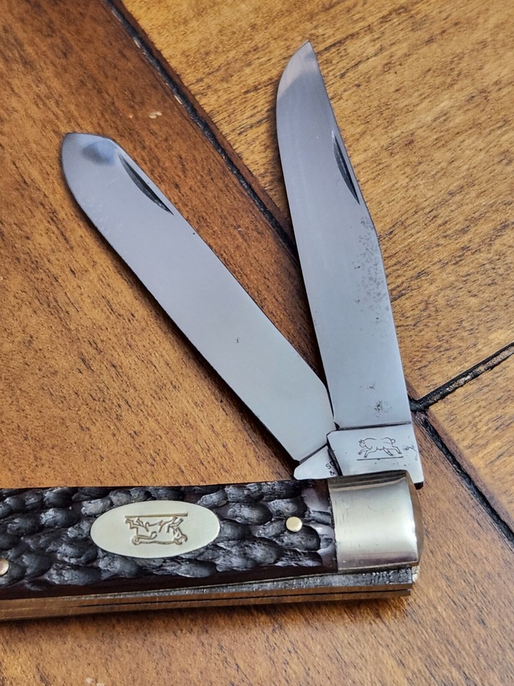 Schmidt & Ziegler Running Bull Trapper Brown Bone Handles German Steel ...