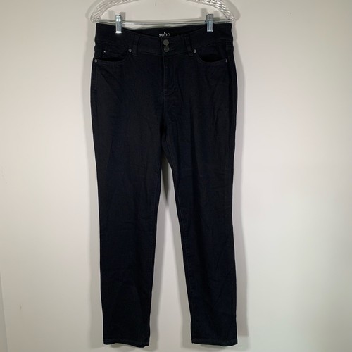 Soho NYC Jeans Women’s 10 Black Stretchy Curvy Boyfriend Button Zip ...