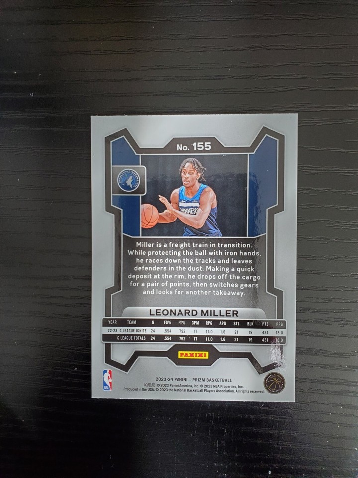 Leonard Miller - 2023-24 Panini Prizm Basketball Base Rookie Card RC ...