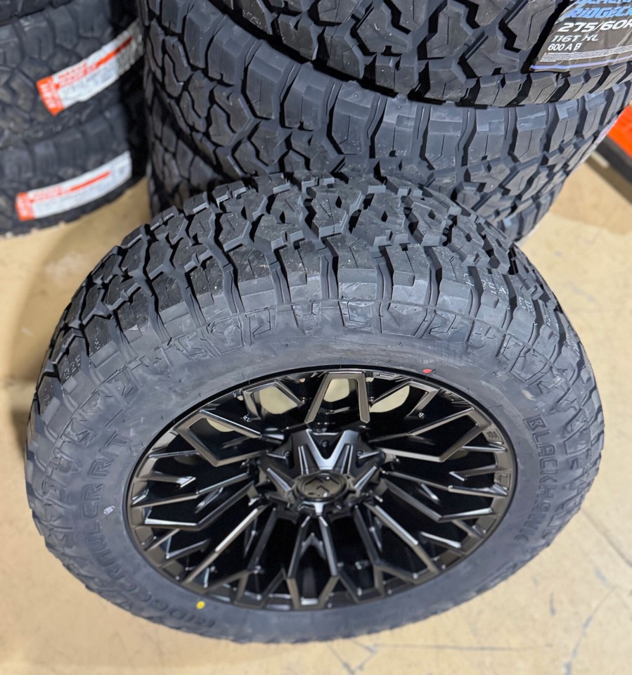 20x9 Fuel D865 Strike Black Wheels Rims 33" RT Tires 5x5 Jeep Wrangler ...