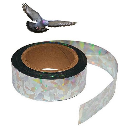 BIRD SCARE FLASH TAPE 100m HOLOGRAPHIC / SILVER Iridescent Mylar Foil ...
