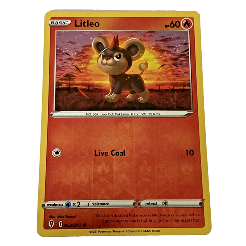 Pokémon TCG Litleo Evolving Skies 022/203 Reverse Holo Common Card NM ...