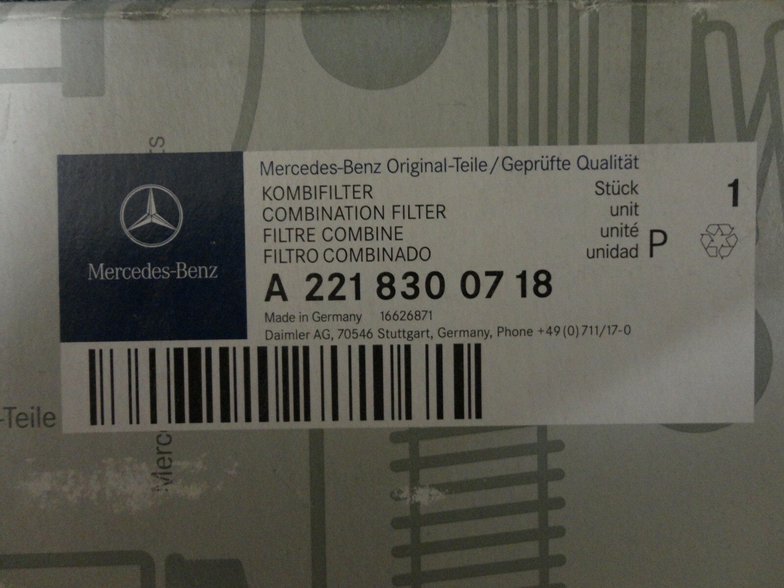 Mercedes Cabin Air Filter A 221 830 07 18 EBay
