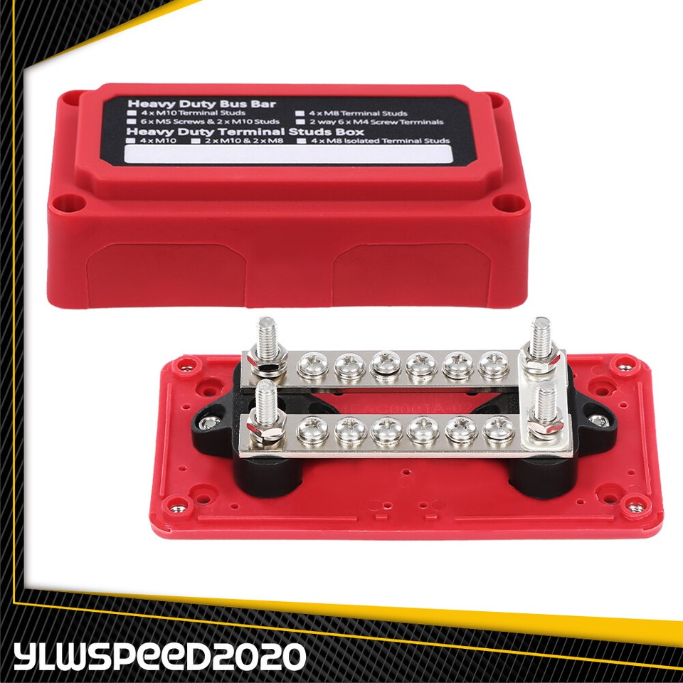 Red 12V Terminal Ground Power Distribution Junction Block Kit Heavy ...