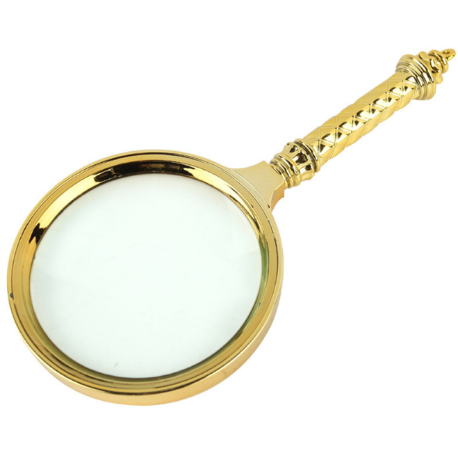 90mm Gold-Plated Magnifier 10X Real Glass Magnifying Glass With Flower ...