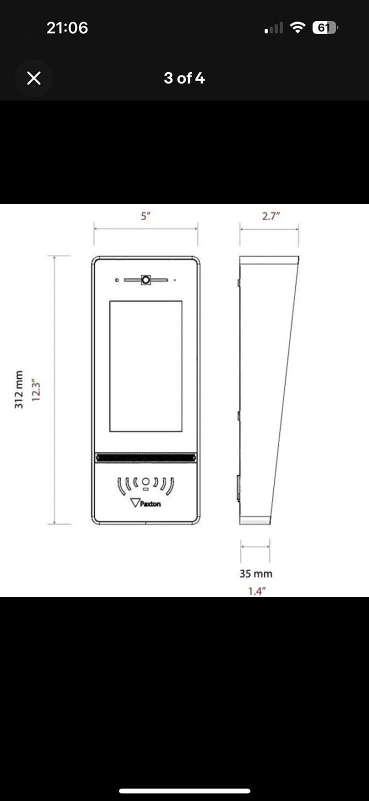 Paxton Net2 Entry Touch Panel Surface Mount with Rain Hood 337-610 for ...