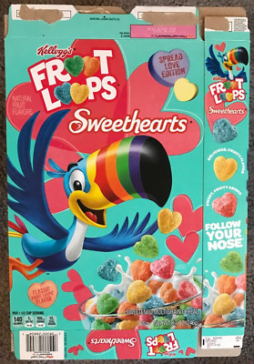 EMPTY Kellogg's Froot Loops Sweethearts Valentine Love Cereal Box Sam ...