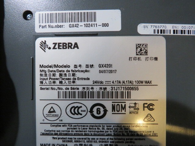 Zebra GX420T Thermal Printer USB and Ethernet GX42-102411-000 with ...