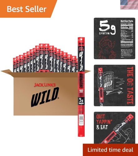 Bold Flavor Wild Beef Sticks - Protein Snack 6g, 20 Snacks Convenient ...