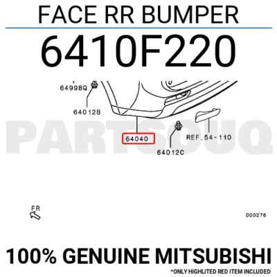 6410F220 Genuine Mitsubishi FACE RR BUMPER | eBay