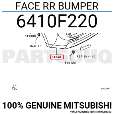 6410F220 Genuine Mitsubishi FACE RR BUMPER | eBay