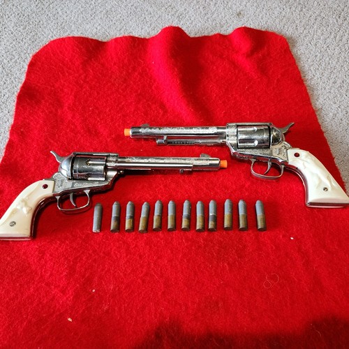 2-Vtg NICHOLS STALLION 45 MARK II SIX SHOOTER Cap Guns w/ 12 Bullets ...