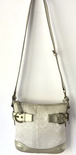 COACH Shoulder Crossbody Signature 3574 2WAY Canvas Leather W/Metallic ...